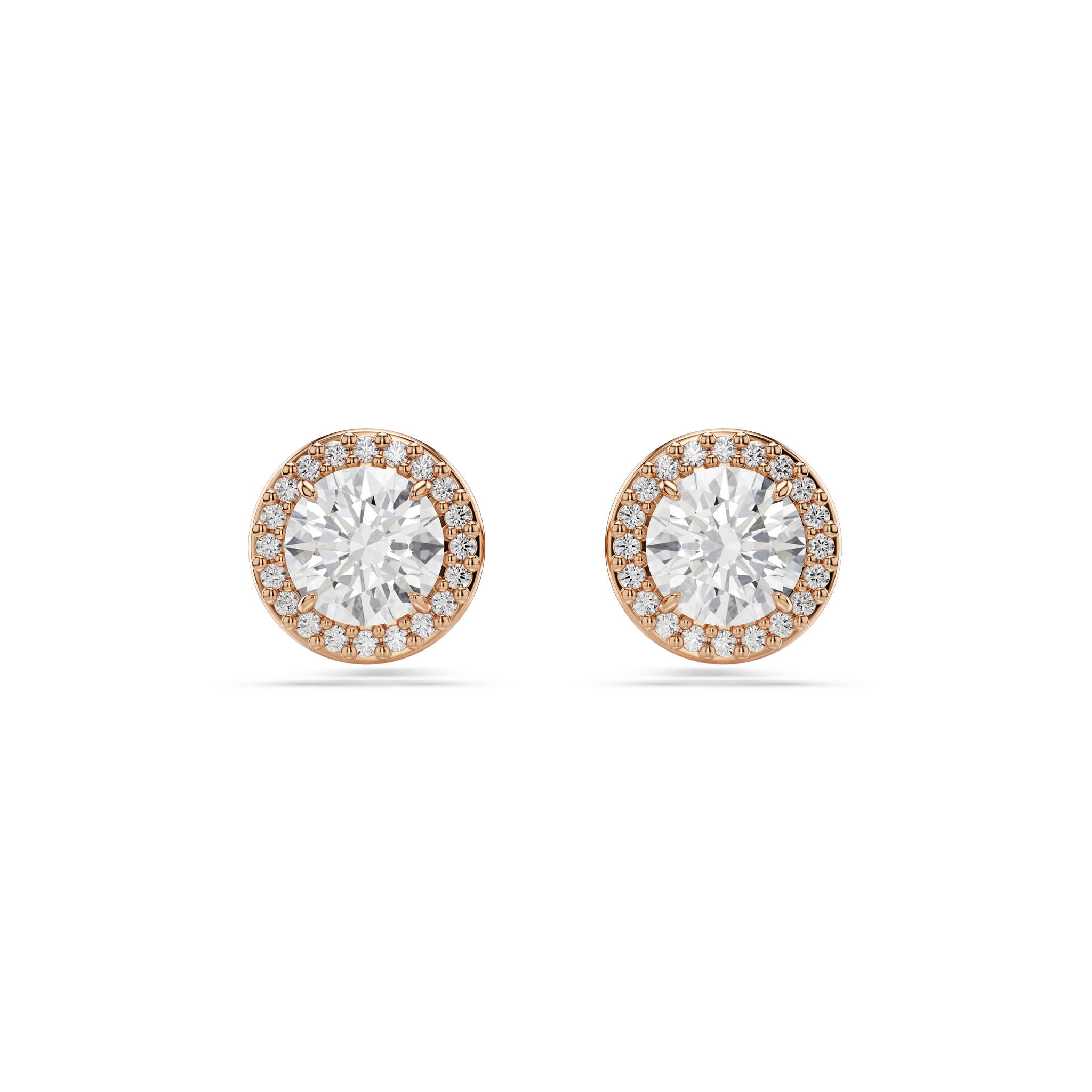 Swarovski Una Angelic stud earrings, Round cut, Pavé, White, Rose gold ...