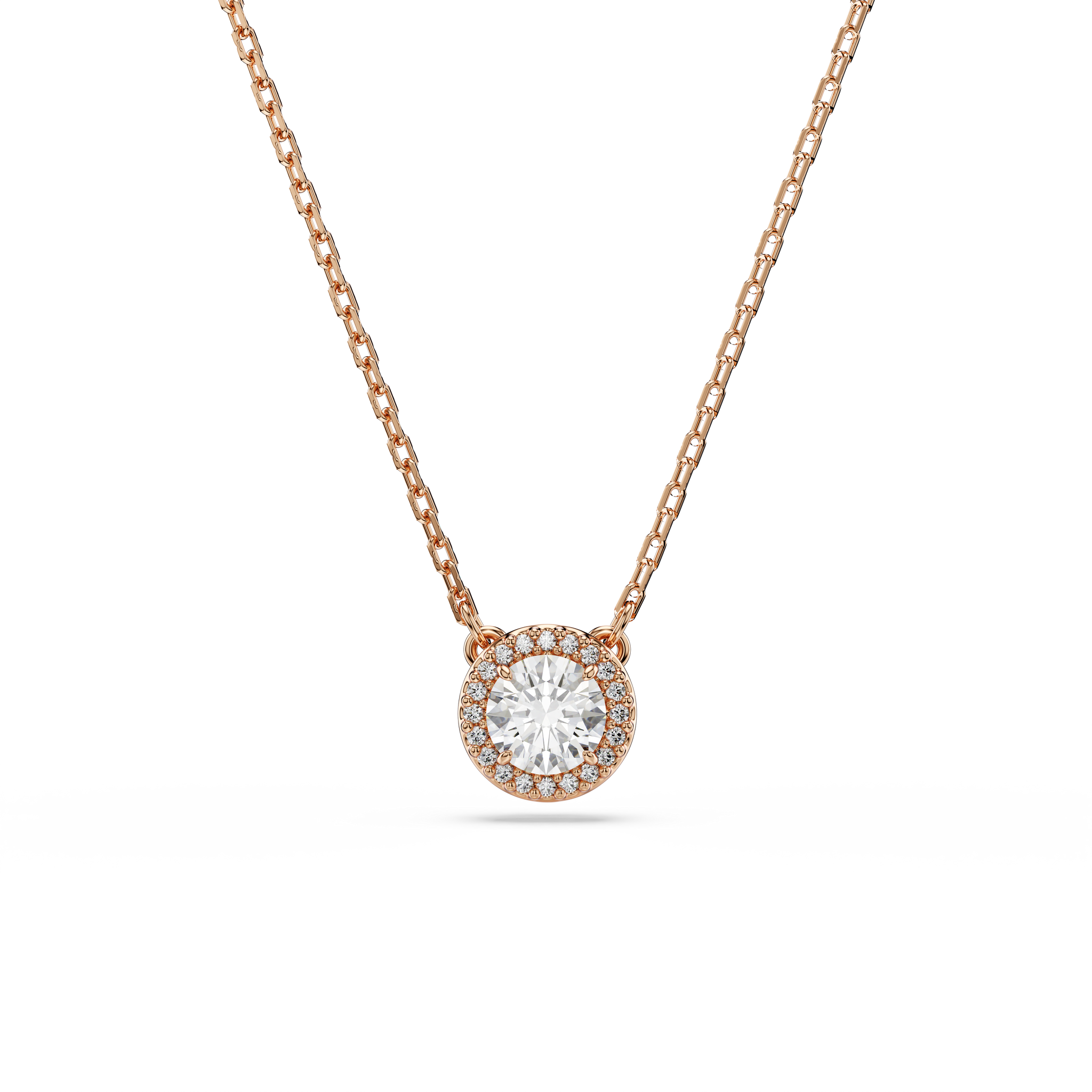 Swarovski Una Angelic pendant, Round cut, Pavé, White, Rose gold-tone ...