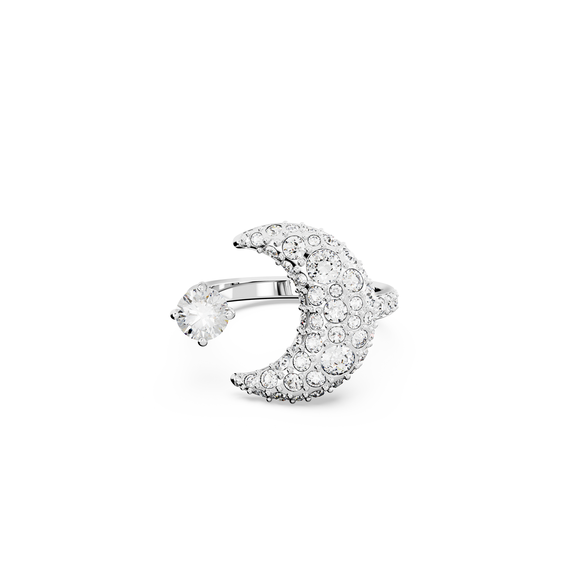 Swarovski Luna open ring, Moon, White, Rhodium plated 5677138
