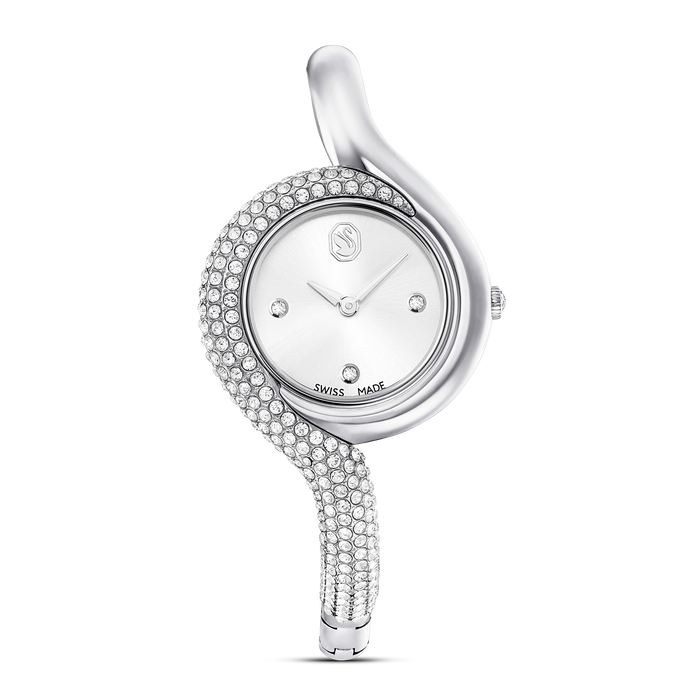 Swarovski Dextera asymmetric watch, Swiss Made, Metal bracelet, Silver ...