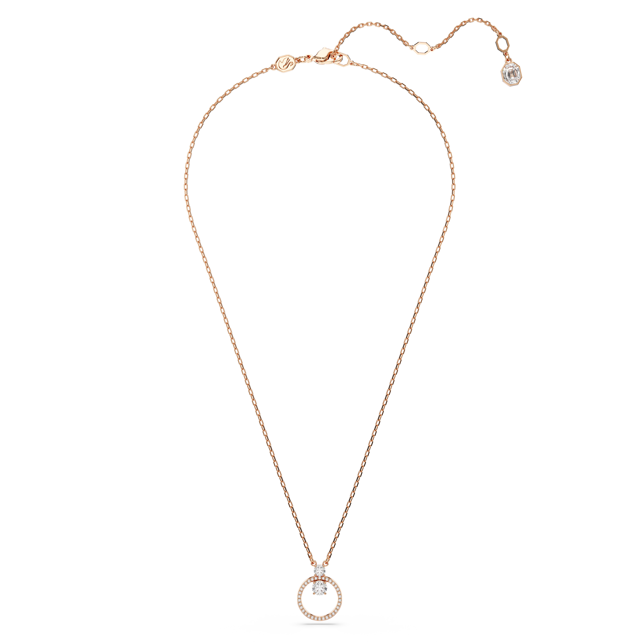 Swarovski Constella pendant, Pavé, Round cut, White, Rose gold-tone ...