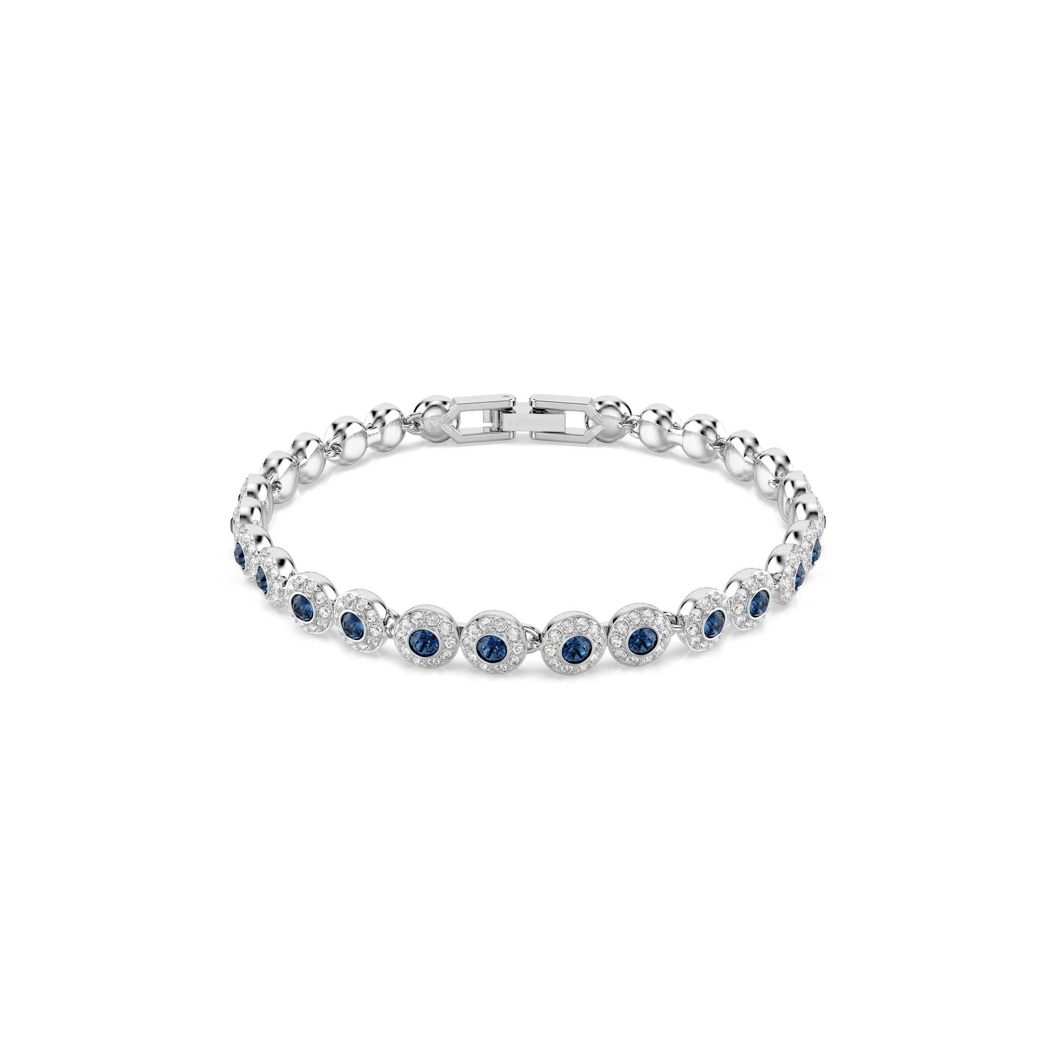 Swarovski Una Angelic Tennis bracelet, Round cut, Blue, Rhodium plated ...