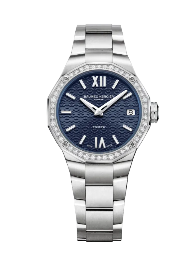 Baume & Mercier Riviera 10765 Quartz watch, Date display, Diamond-set