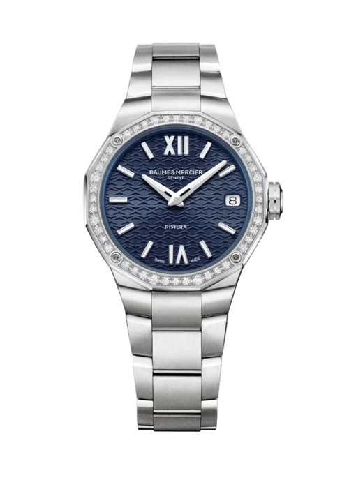 Baume & Mercier Riviera 10765 Quartz watch, Date display, Diamond-set