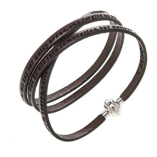 Bracelet Our Father with engraved "Our Father" English Large Brown